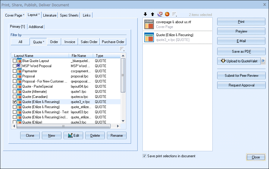 Quotewerks Help Chapter 14 Printing And Customizing Document Layouts